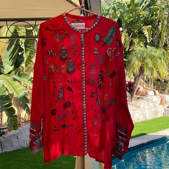 Johnny Was | Tops | Johnny Was Red Heavy Embroidery Front And Back And ...